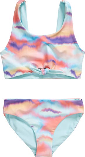 Zella Girl Kids' Tie Front Reversible Two-Piece Swimsuit | Nordstrom
