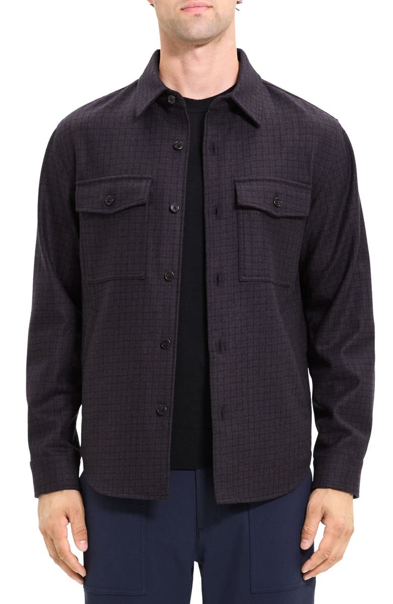 Theory Garvin Plaid Recycled Wool Blend Shirt Jacket | Nordstromrack