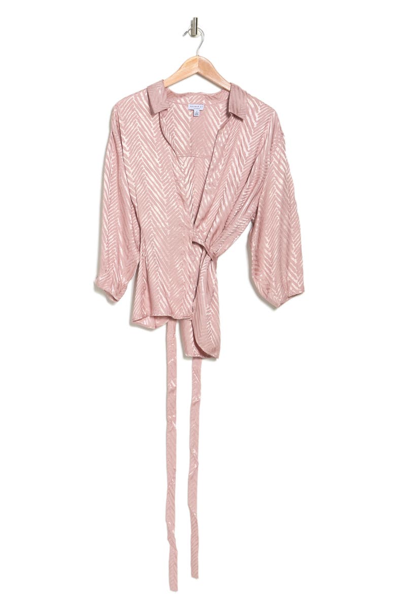 CURRENT AIR Metallic 3/4 Sleeve Wrap Blouse | Nordstromrack