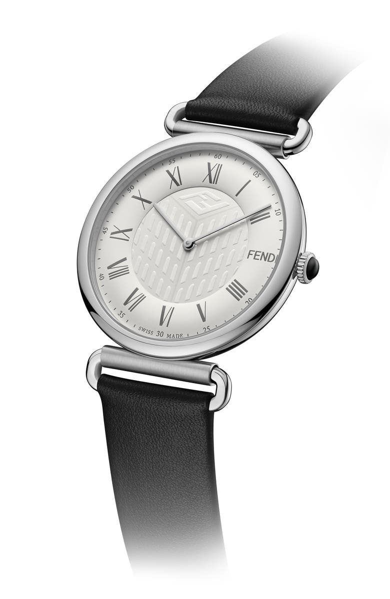 Fendi Stainless Steel Leather Strap Watch, 41mm | Nordstromrack