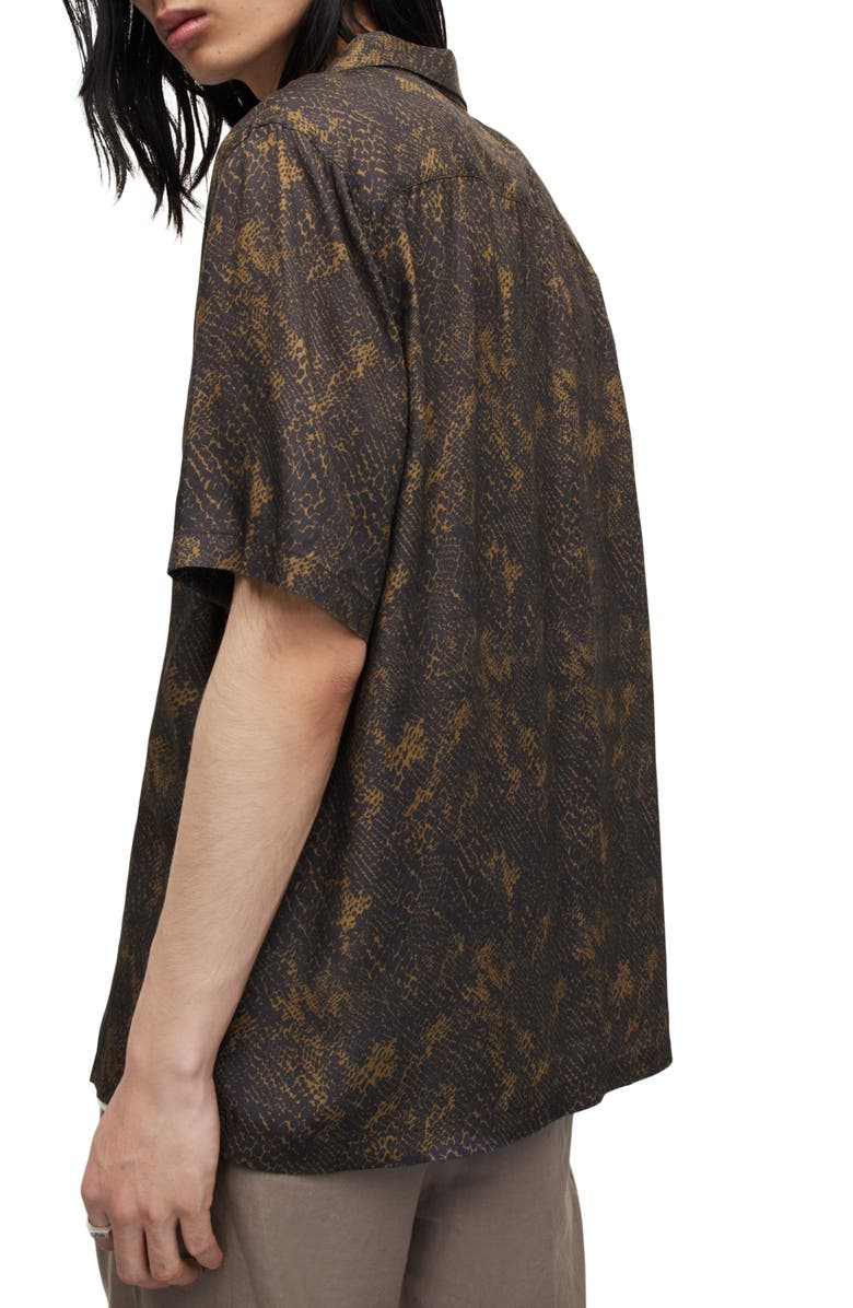 AllSaints Caiman Relaxed Fit Reptile Print Short Sleeve Button-Up Camp ...