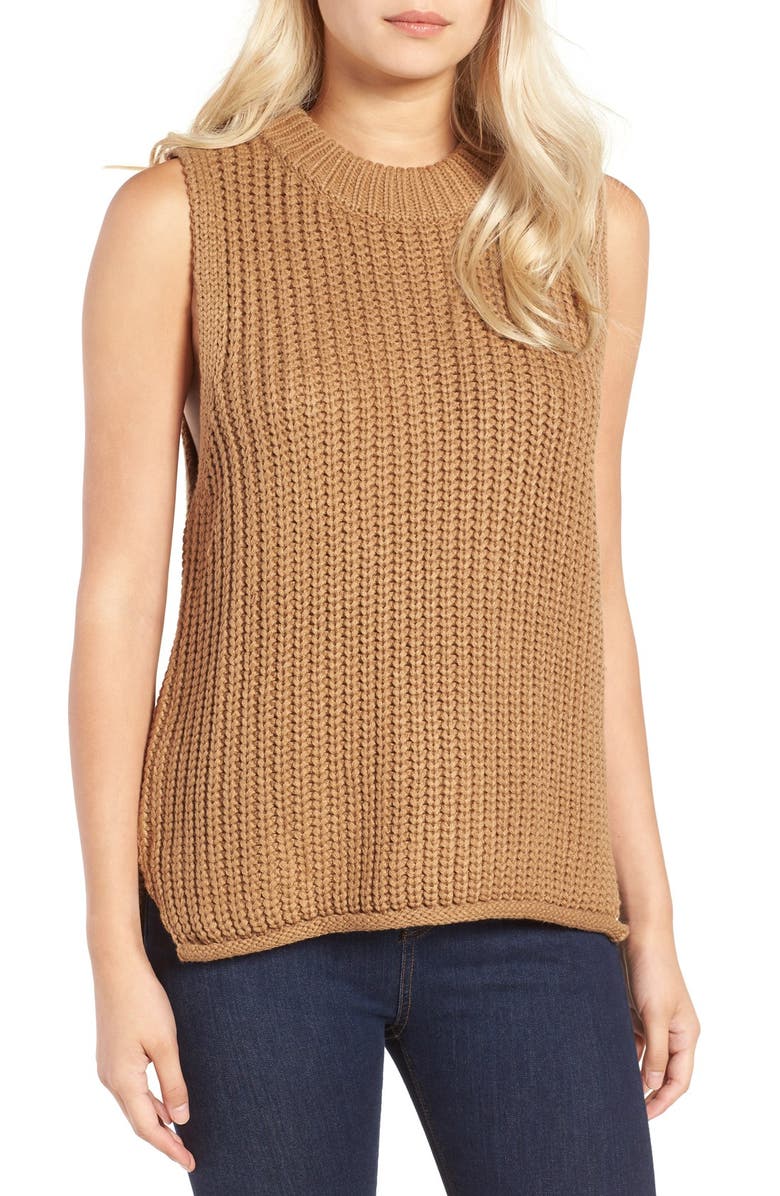 MOON RIVER Mock Neck Sleeveless Knit Sweater | Nordstromrack