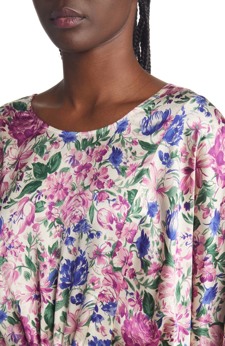 FLORET STUDIOS Floral Print Long Sleeve Satin Dress | Nordstromrack