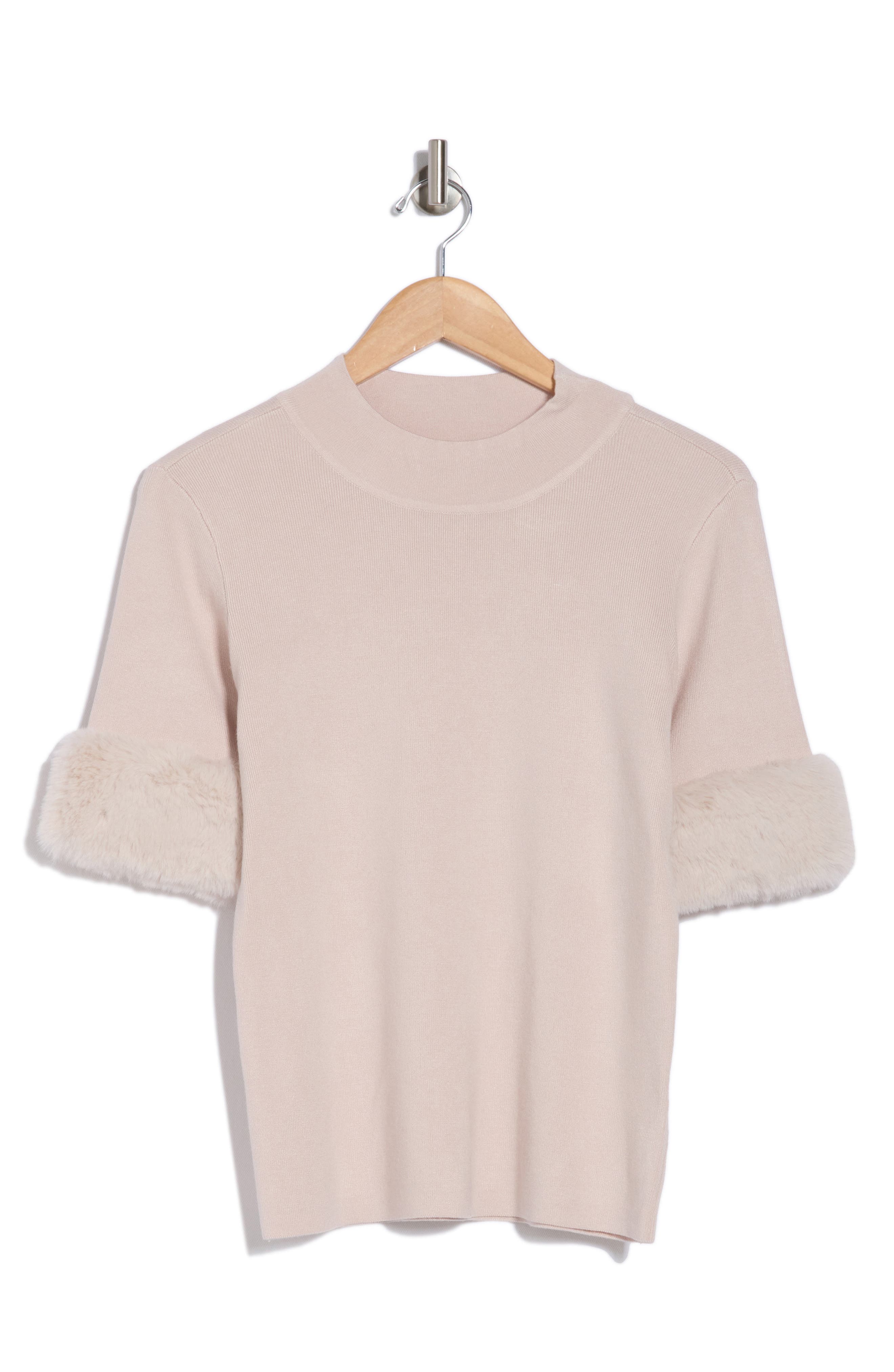 T Tahari Faux Fur Elbow Sleeve Top | Nordstromrack