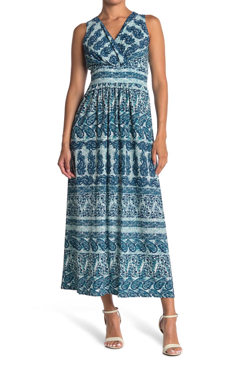 London Times Batik Paisley Print Gauze Maxi Dress | Nordstromrack