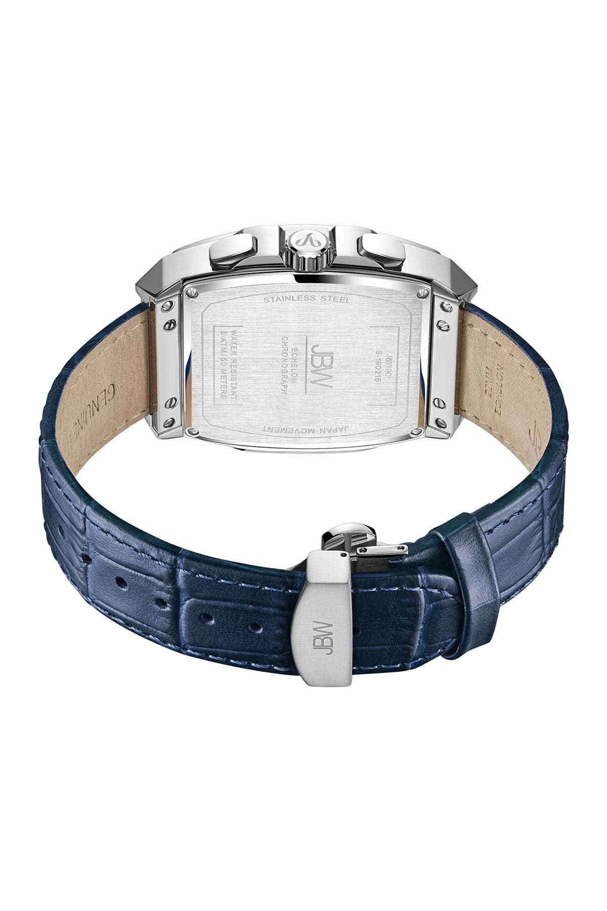 JBW Men's Echelon Diamond Chronograph Croc Embossed Leather Strap Watch ...