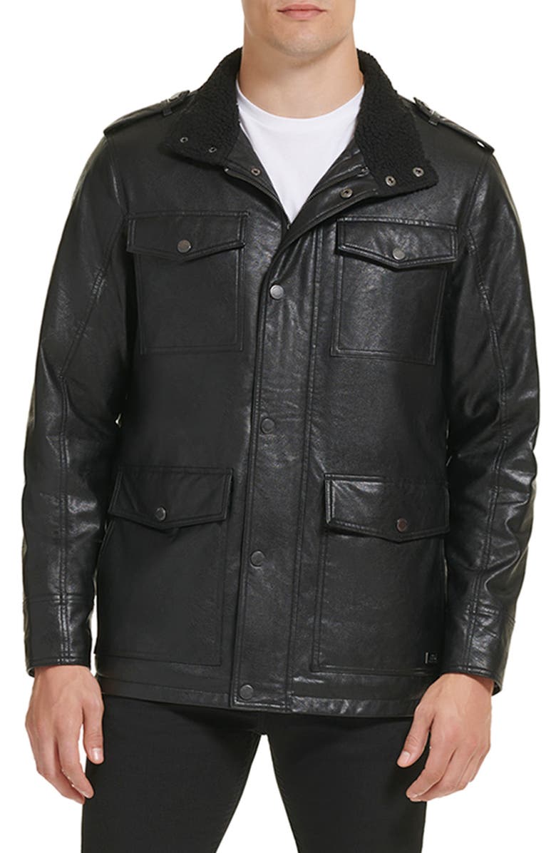 Kenneth Cole New York Faux Leather Utility Jacket | Nordstromrack