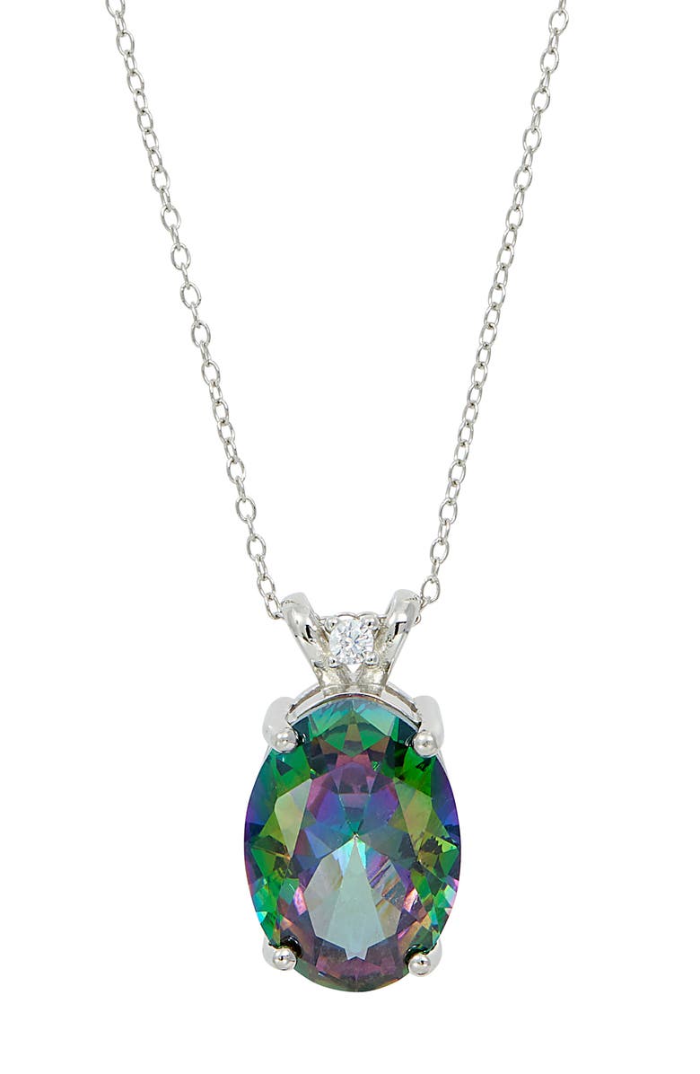 SAVVY CIE JEWELS Mystic Topaz & CZ Pendant Necklace | Nordstromrack