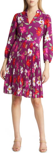 Maggy London Pleated Long Sleeve Dress | Nordstrom