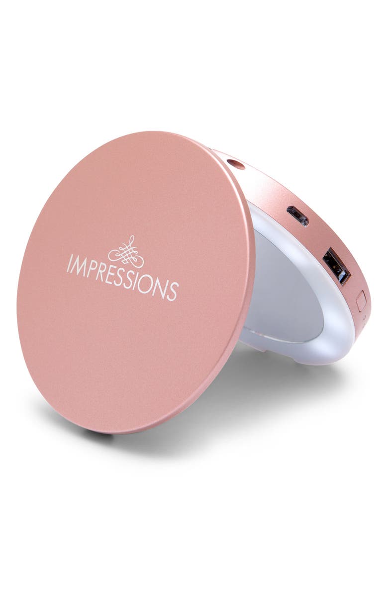 Impressions Vanity Co. ChargeUp™ LED Compact Mirror & USB Power Bank ...