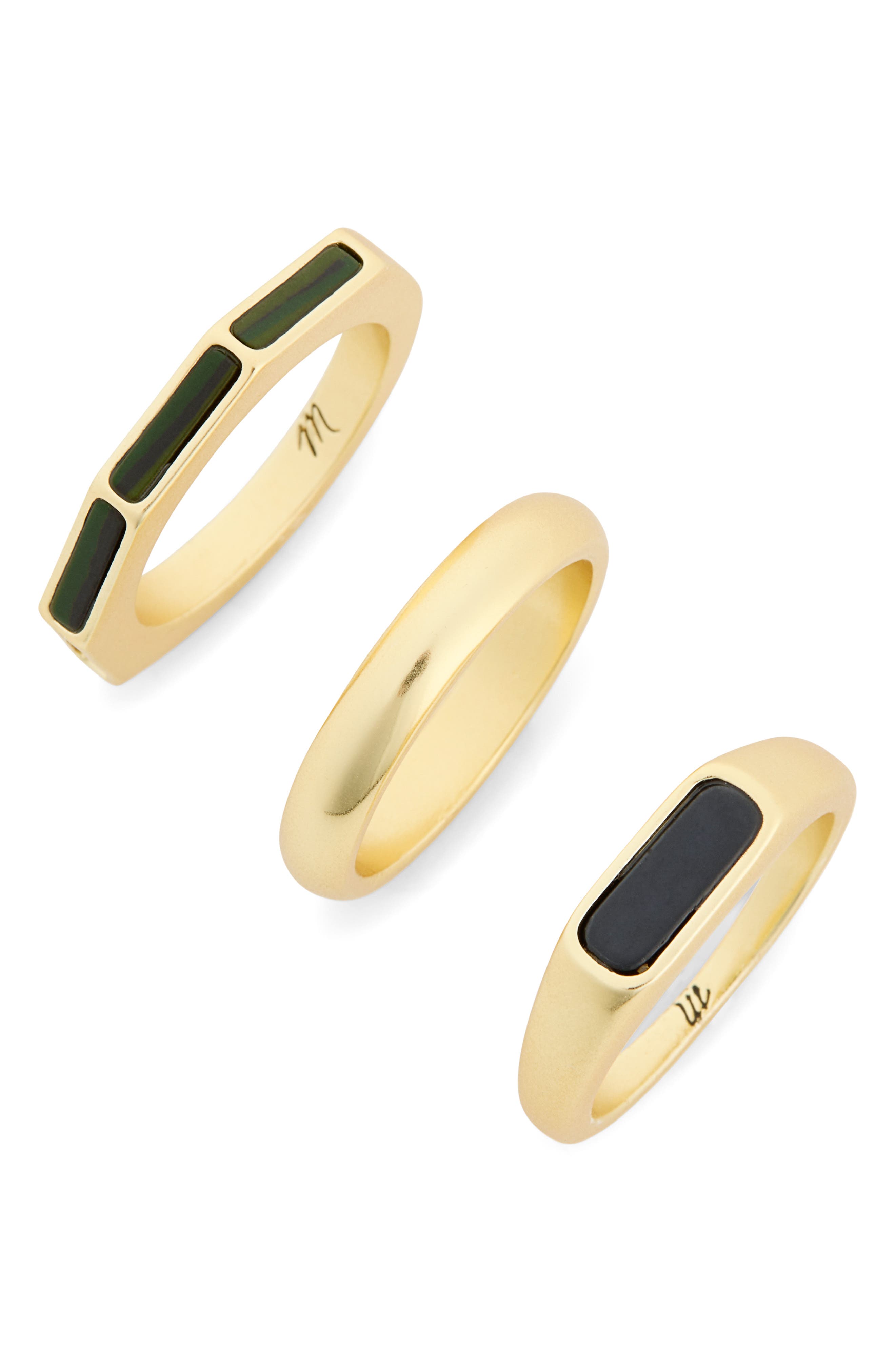 Madewell Geometric Crystal 3-Piece Ring Set | Nordstromrack