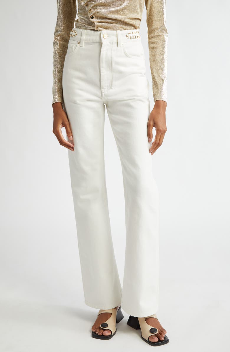 Rabanne 1969 Signature Discs High Waist Wide Leg Jeans | Nordstrom