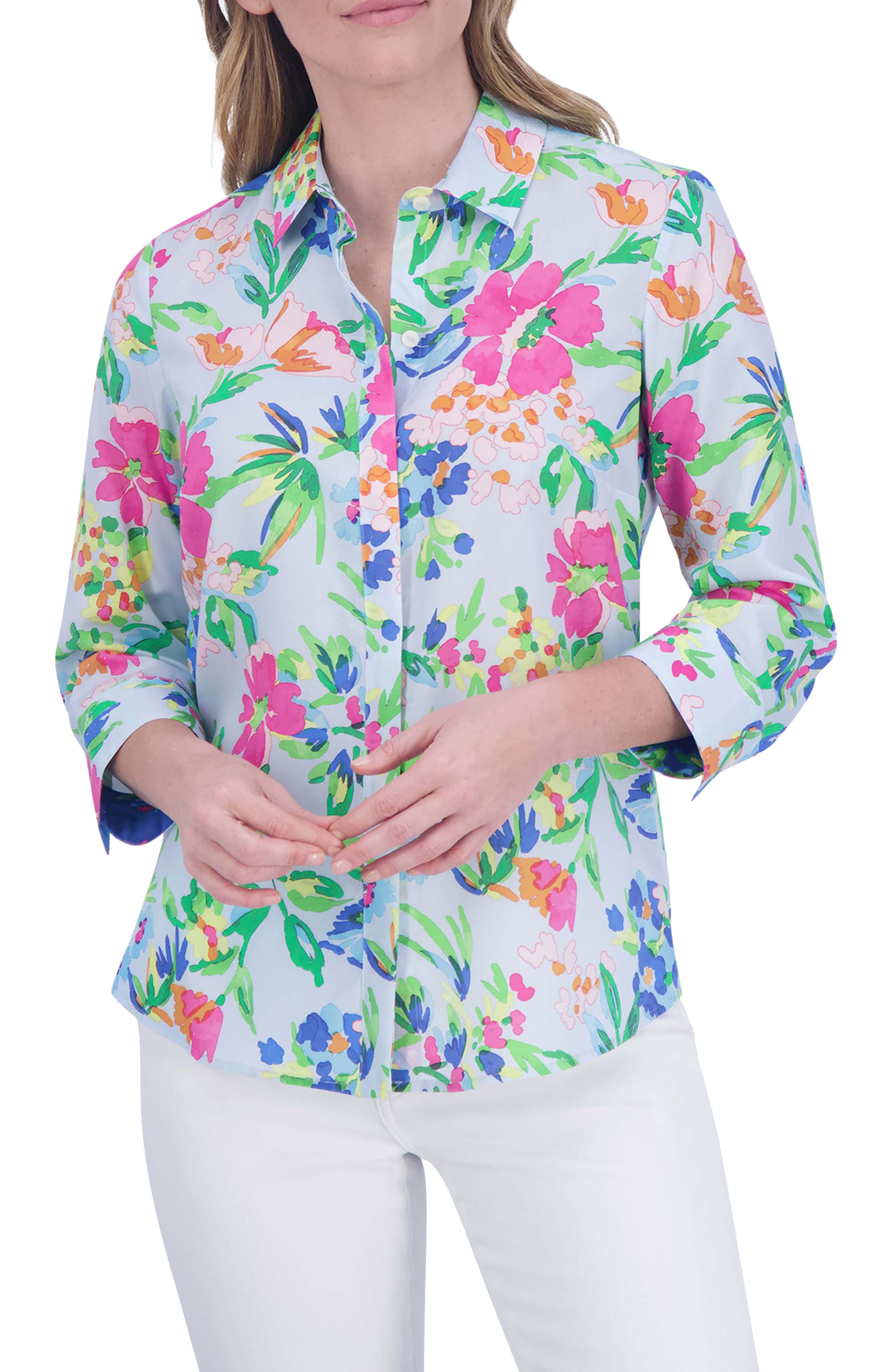 Foxcroft Luna Floral Button-Up Shirt | Nordstrom
