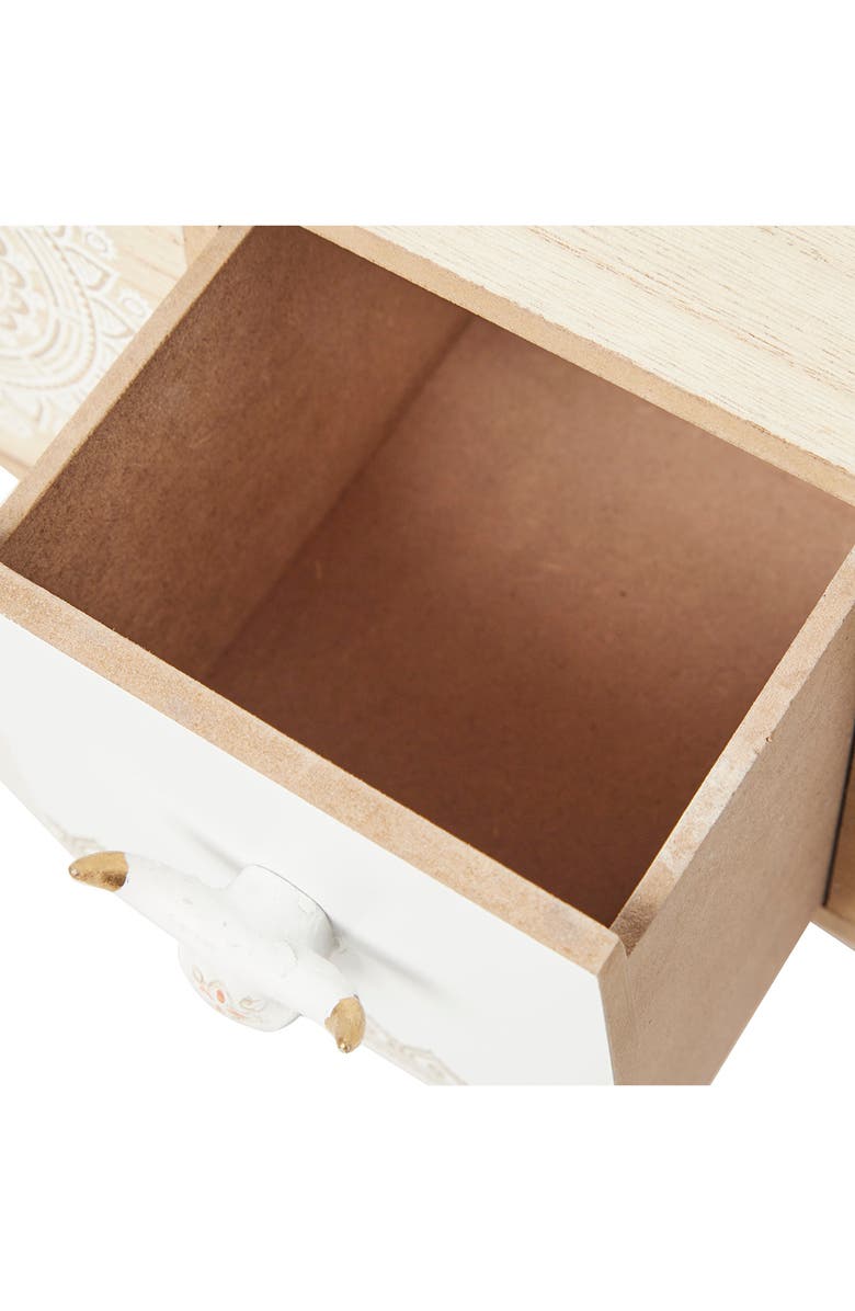 GINGER BIRCH STUDIO Light Brown Wood 3-Drawer Floral Jewelry Box with ...