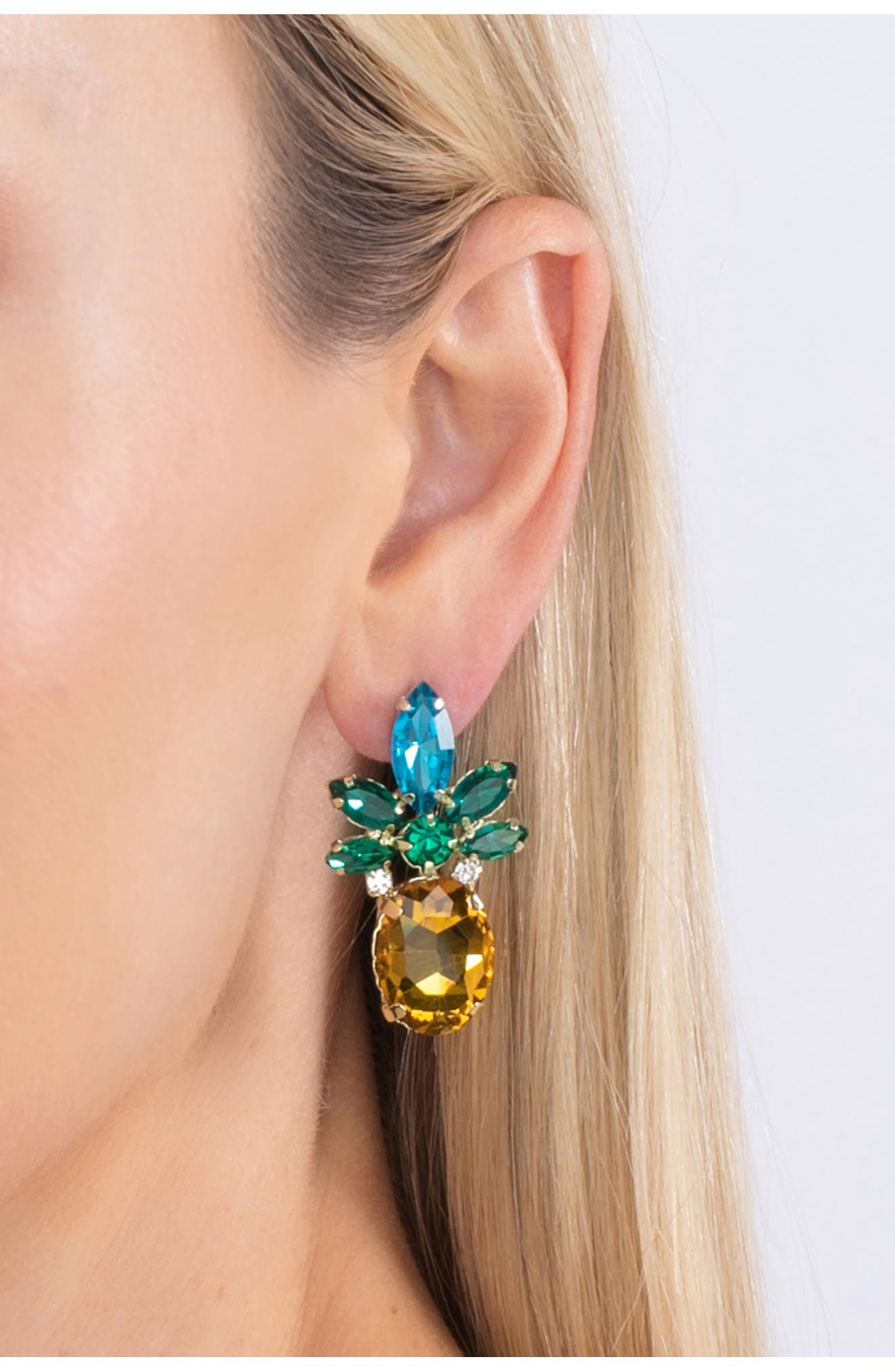 EYE CANDY LOS ANGELES 24K Gold Plated Tropi Crystal Pineapple Earrings ...