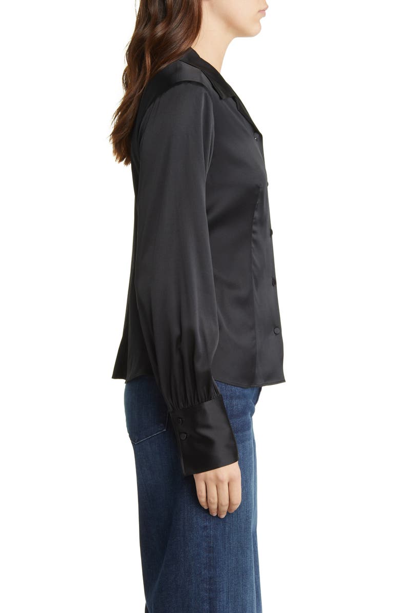 FRAME Notched Collar Stretch Silk Satin Shirt | Nordstromrack