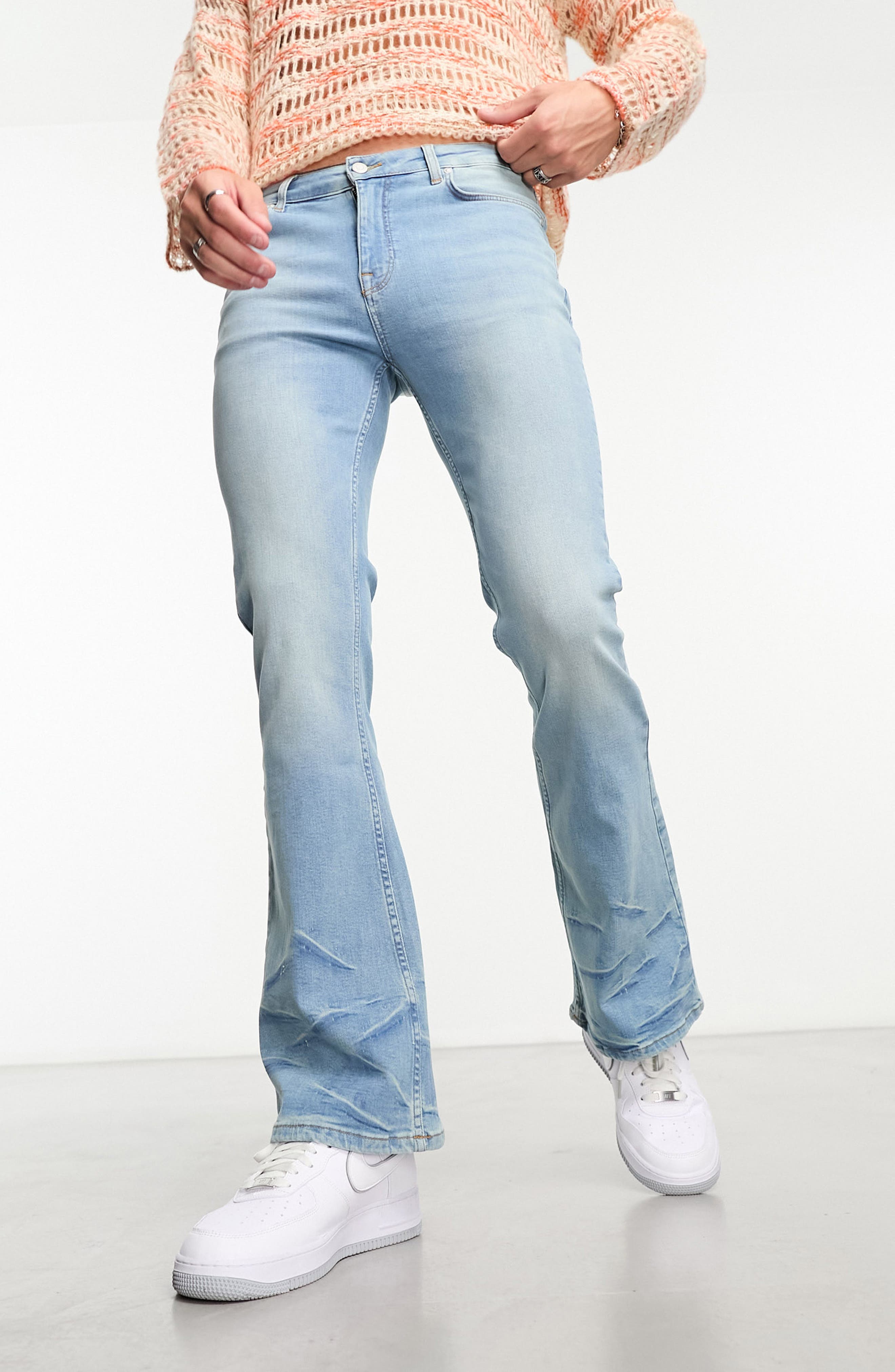 ASOS DESIGN Wrinkle Flare Jeans | Nordstrom