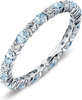 Lafonn Sterling Silver March Birthstone Stackable Band Simulated ...