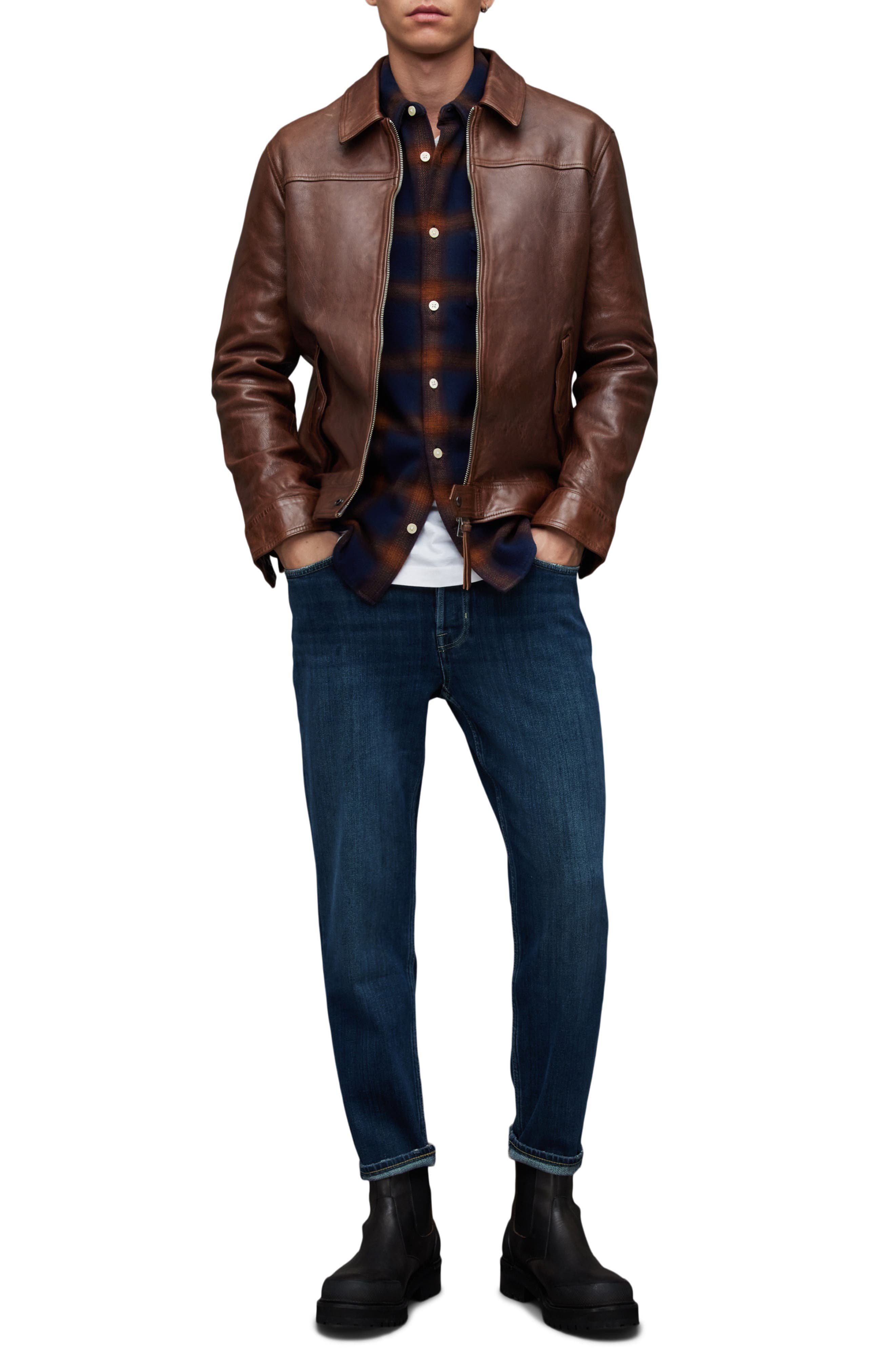 AllSaints Brim Leather Jacket | Nordstromrack