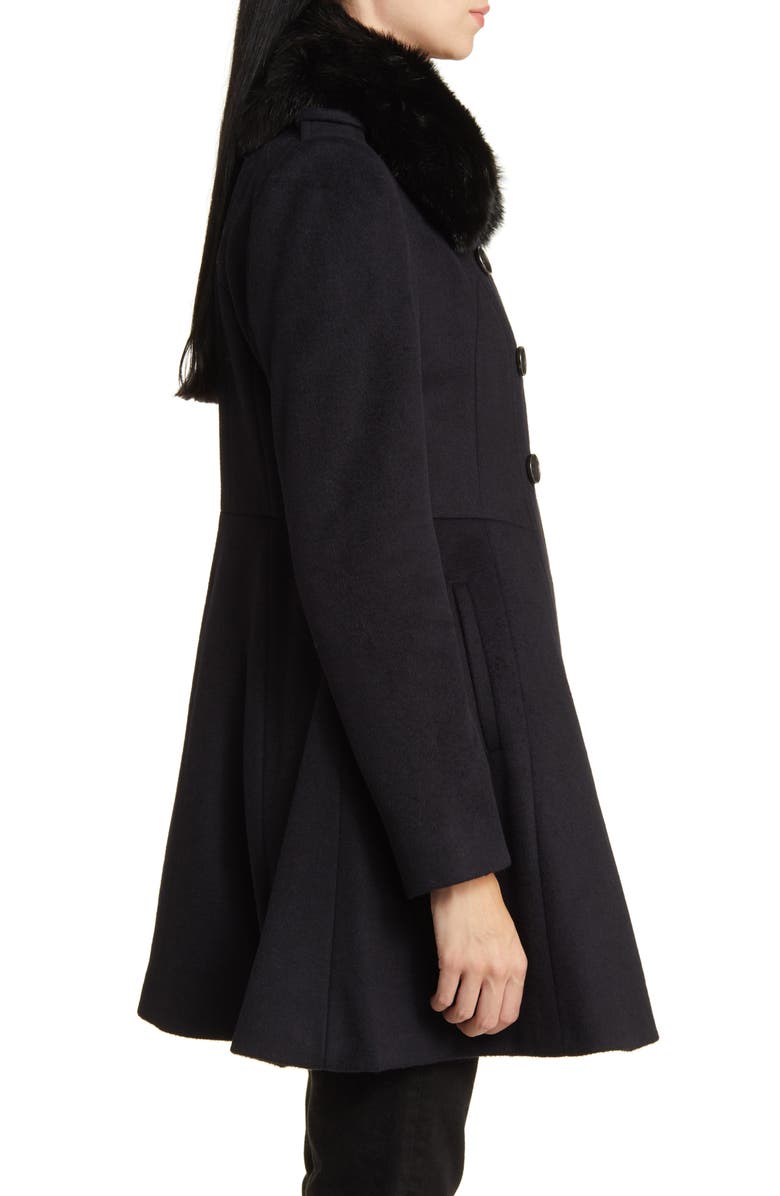 Via Spiga Faux Fur Collar Wool Blend Skater Coat | Nordstromrack