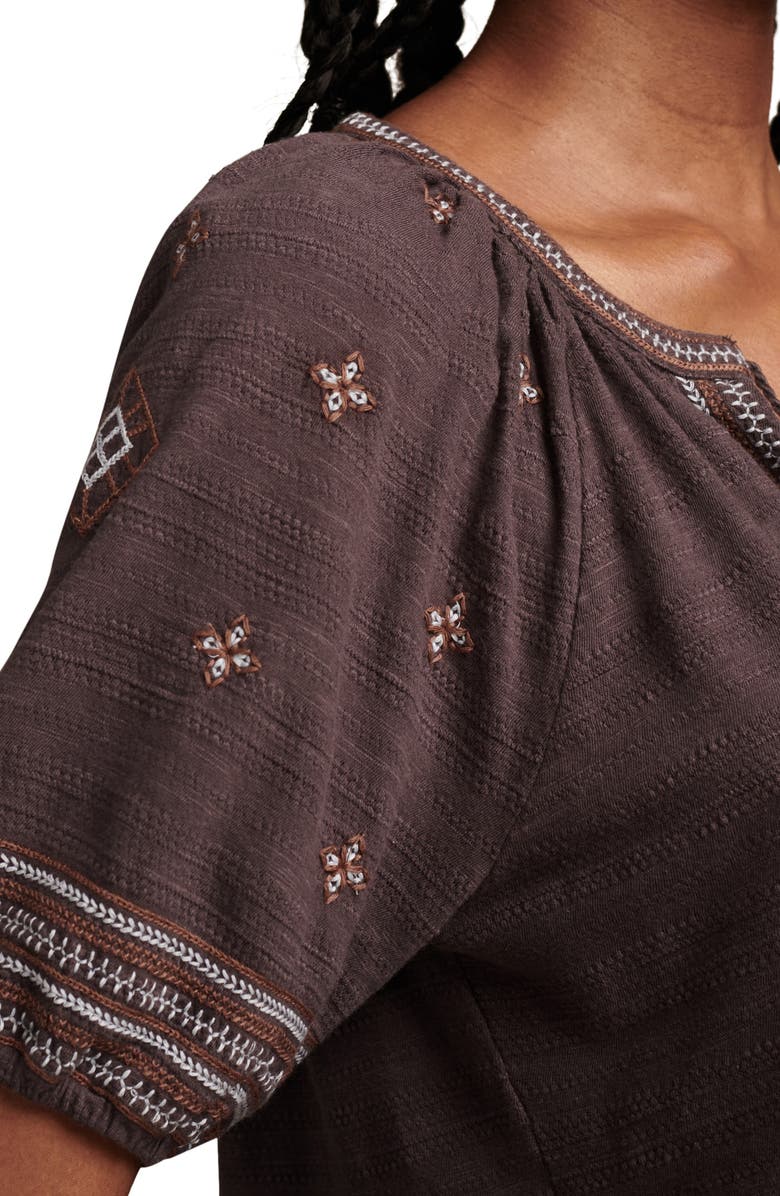 Lucky Brand Easy Embroidered Cotton Babydoll Top | Nordstromrack