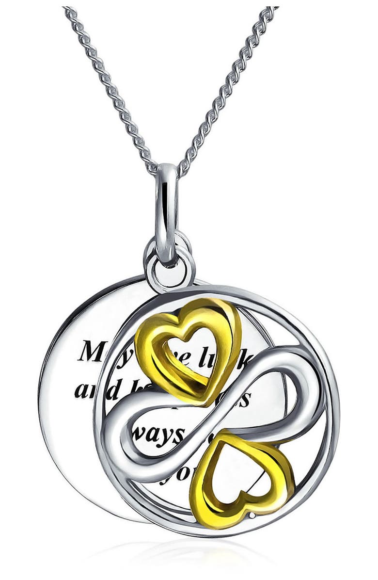 BLING JEWELRY Sterling Silver Two Tone Love Luck Happiness Dual Pendant ...
