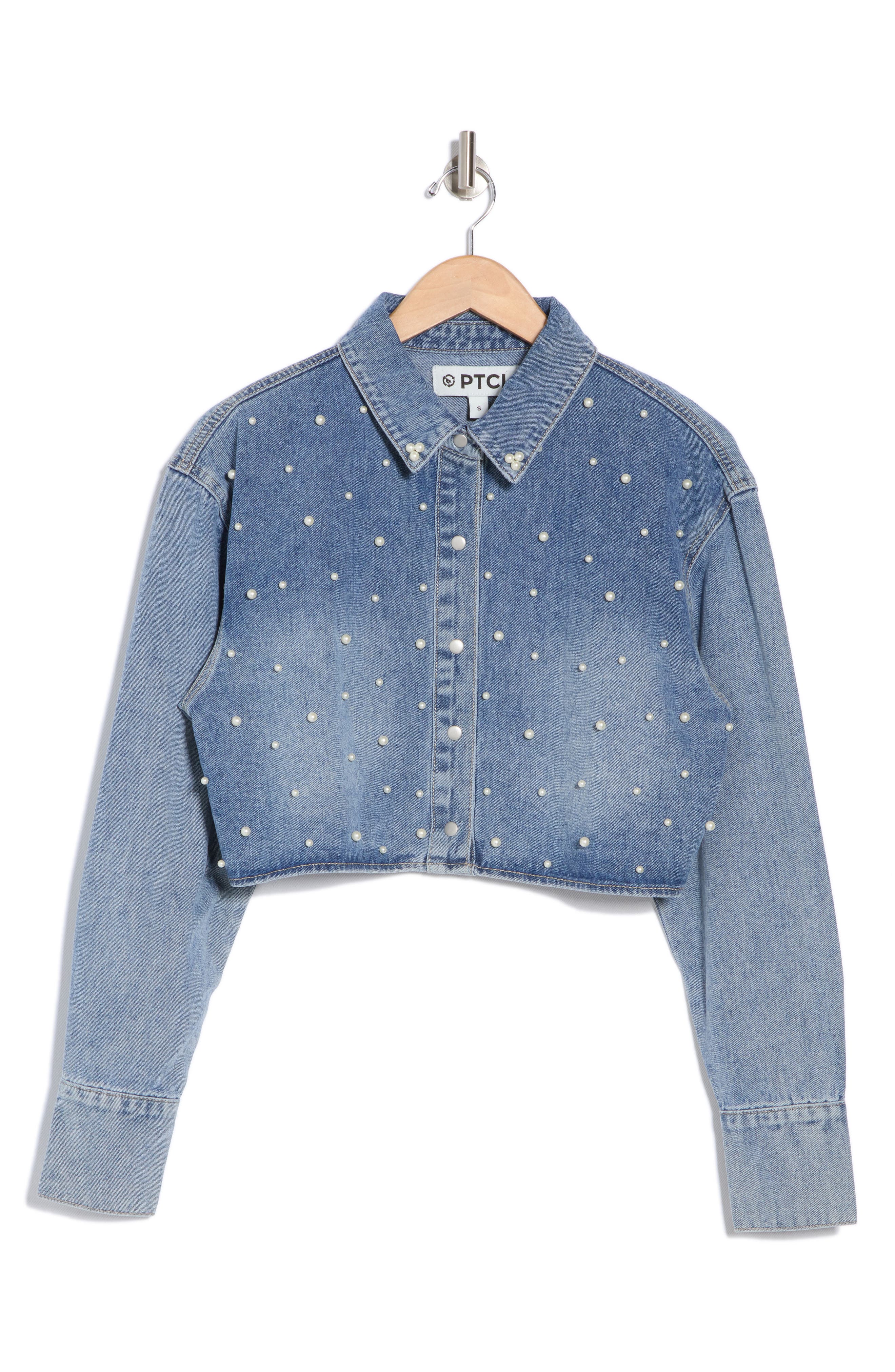 PTCL Faux Pearl Denim Shirt Jacket | Nordstromrack