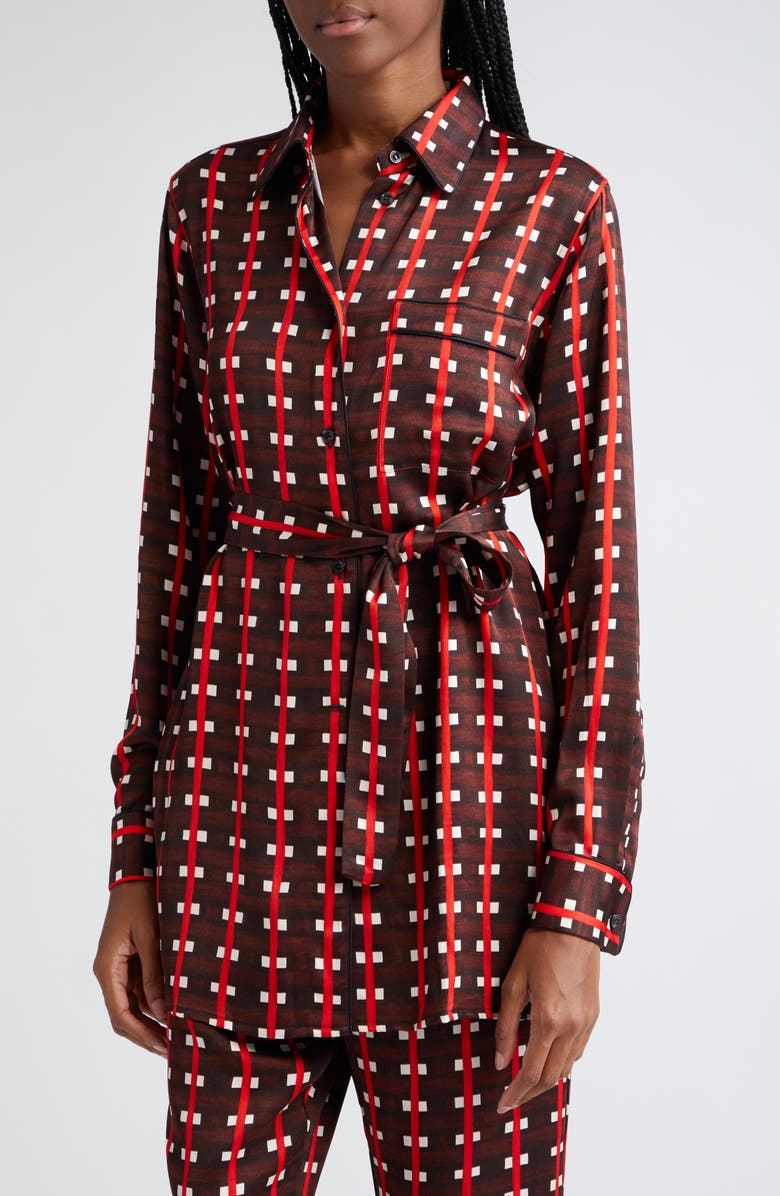 Wales Bonner Melody Geo Print Belted Pajama Shirt | Nordstrom