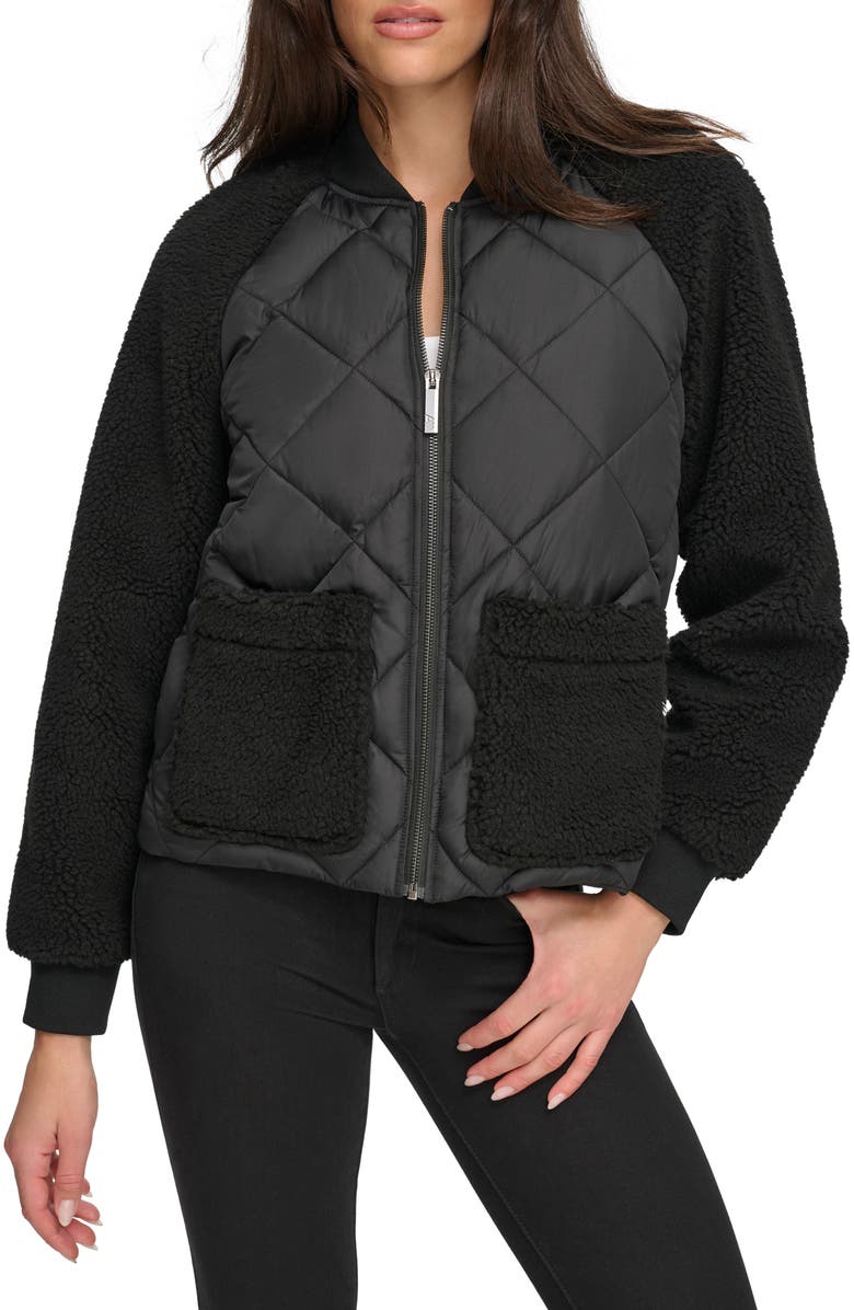 Andrew Marc Sport Mix Media Quilted Bomber Jacket | Nordstromrack