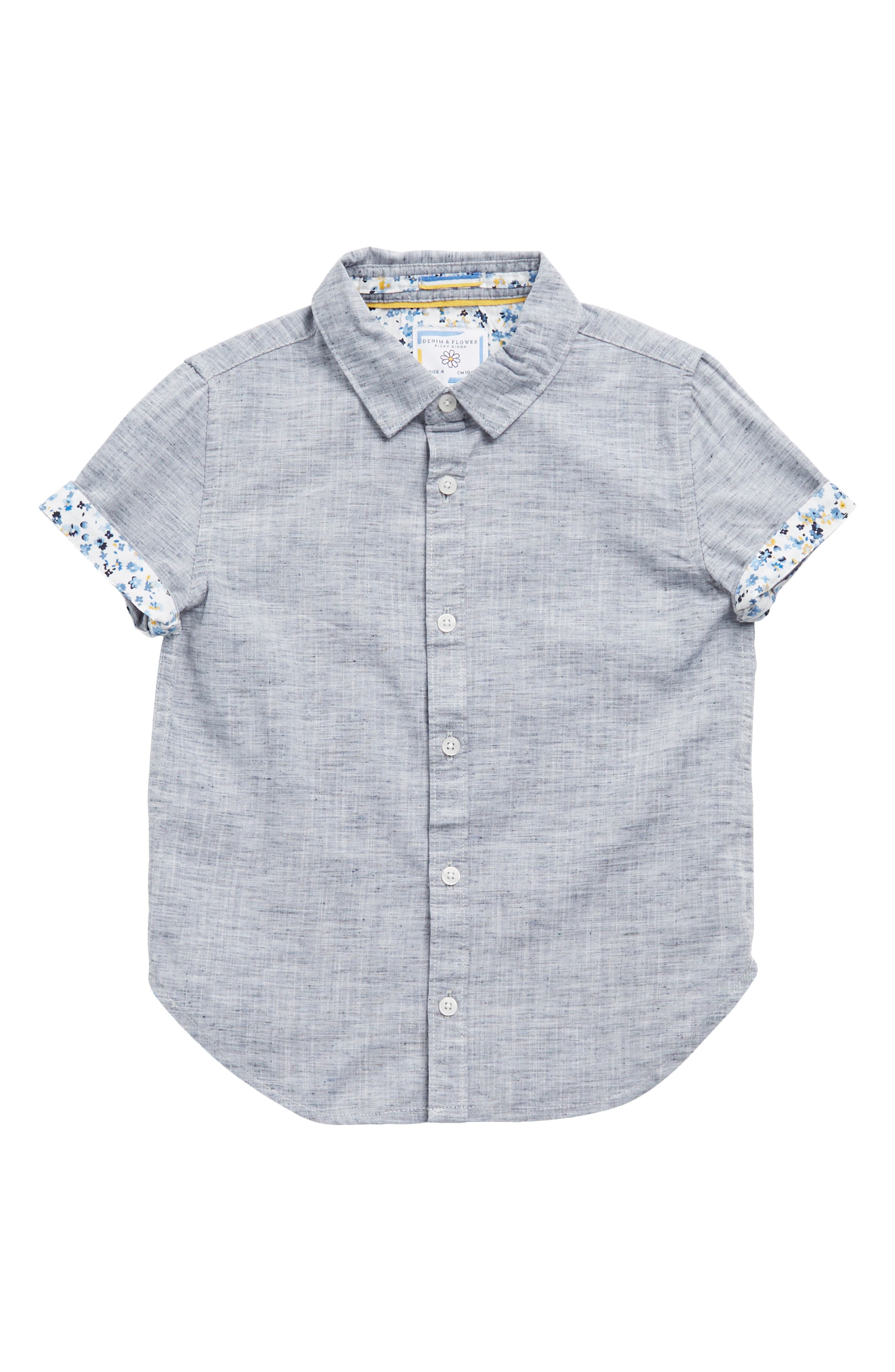 DENIM AND FLOWER Kids' Short Sleeve Woven Shirt | Nordstromrack