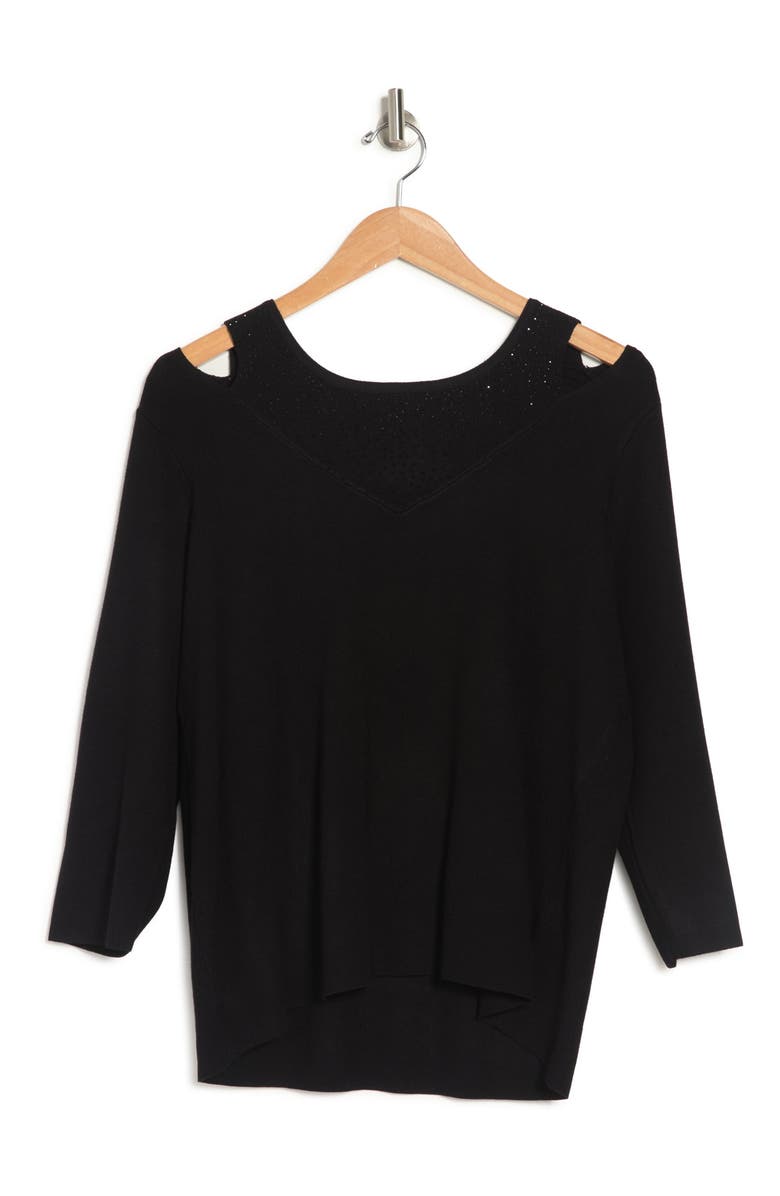 Cable & Gauge CABLE AND GAUGE Cutout Shoulder Embellished Sweater ...