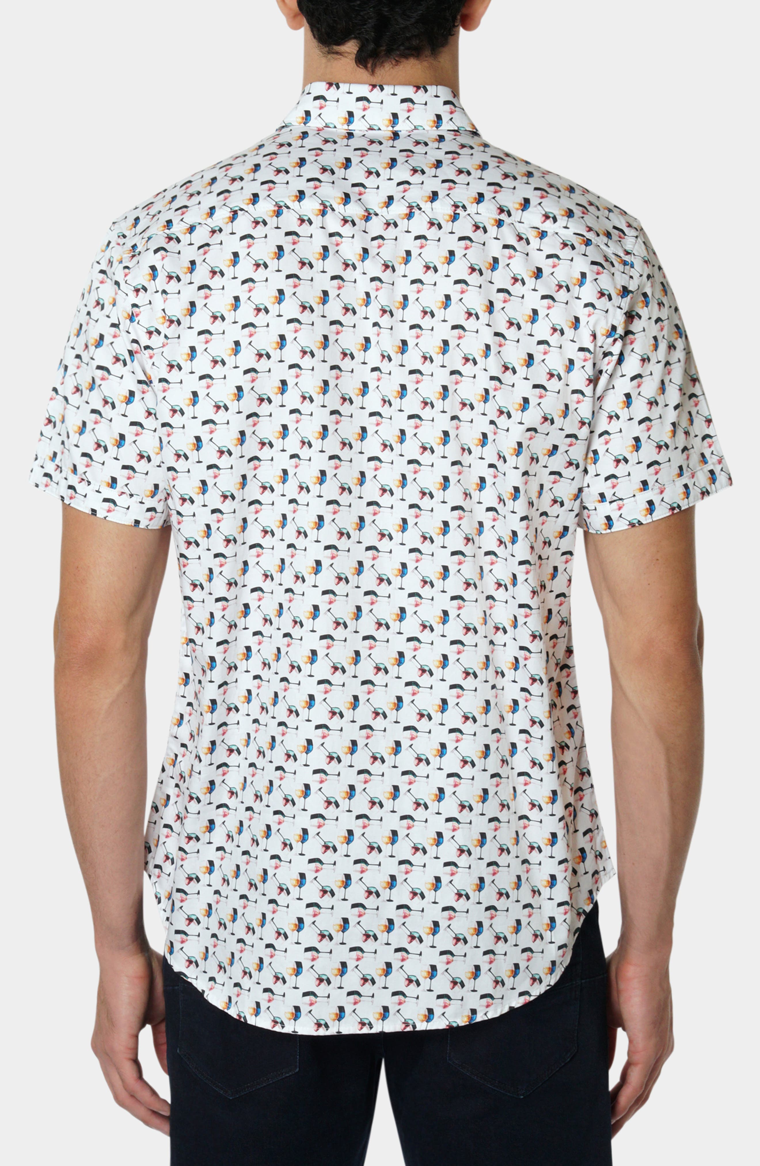 Robert Graham Wine Glass Print Cotton Short Sleeve Button-Up Shirt ...