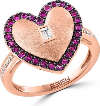 EFFY 14K Rose Gold Diamond & Ruby Heart Ring | Nordstromrack