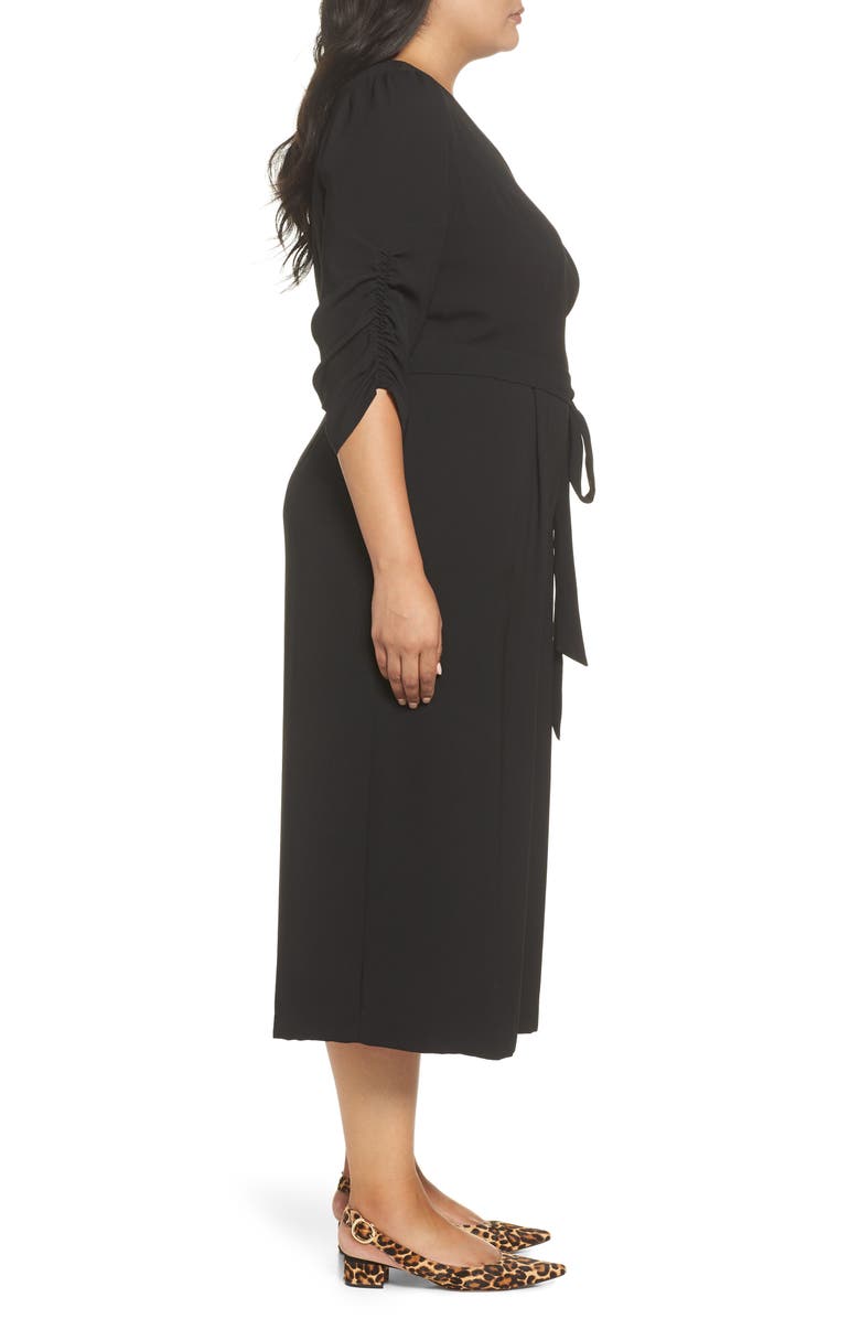 Eliza J Surplice Ruched Sleeve Wide Leg Jumpsuit | Nordstromrack