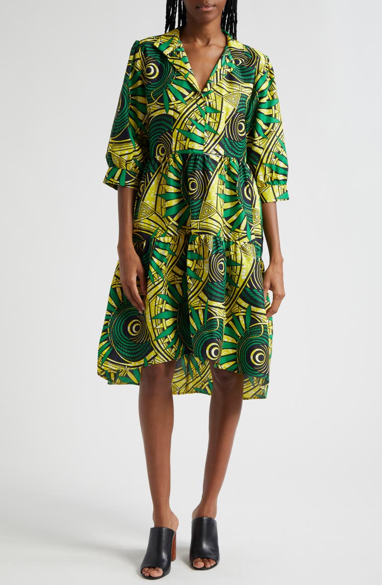 The Oula Company Tiered High-Low Cotton Shirtdress | Nordstromrack