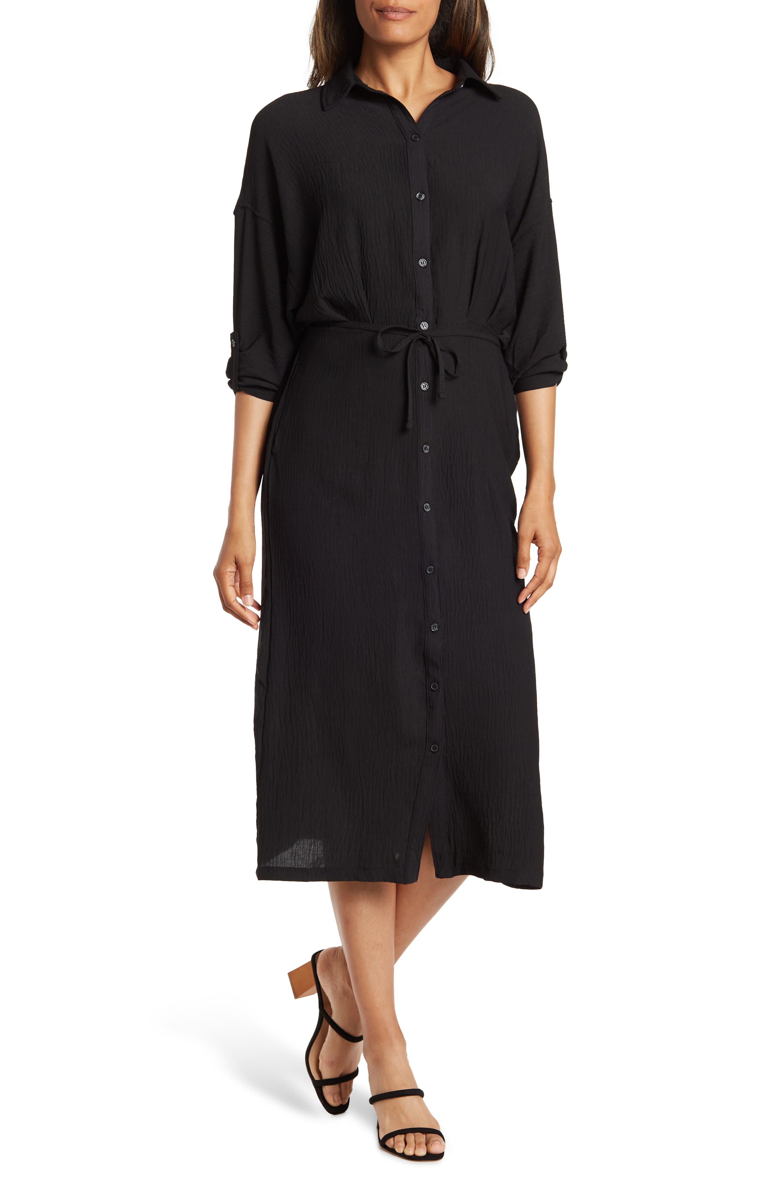 MAX STUDIO Career Button Front Midi Shirt Dress | Nordstromrack