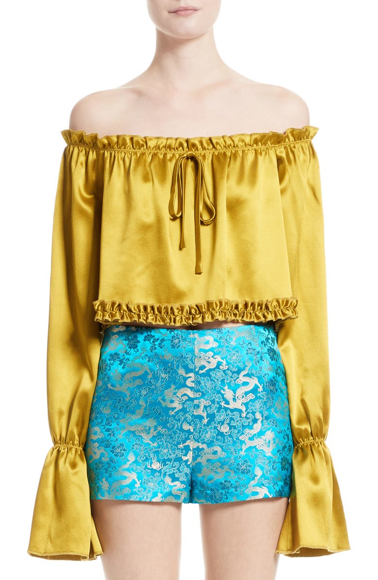 Eric Schlösberg Silk Charmeuse Off the Shoulder Top | Nordstrom