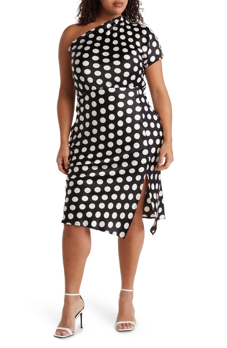 Renee C Satin Polka Dot One Shoulder Dress | Nordstromrack