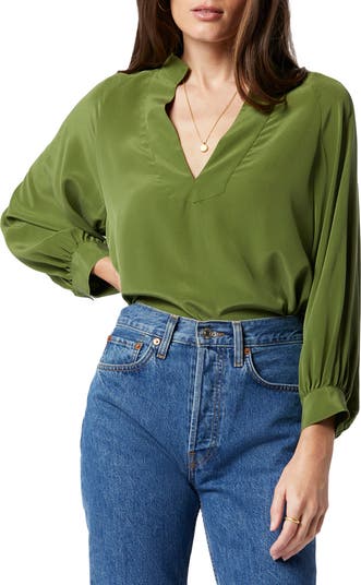 Joie Perci Split Neck Silk Blouse | Nordstrom