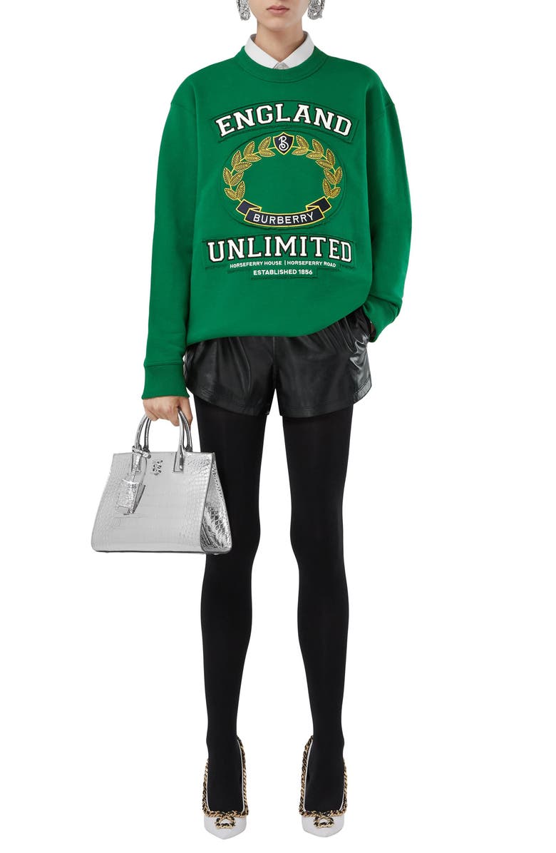 Burberry Harper Oversize Embroidered Logo Crest Sweatshirt | Nordstromrack