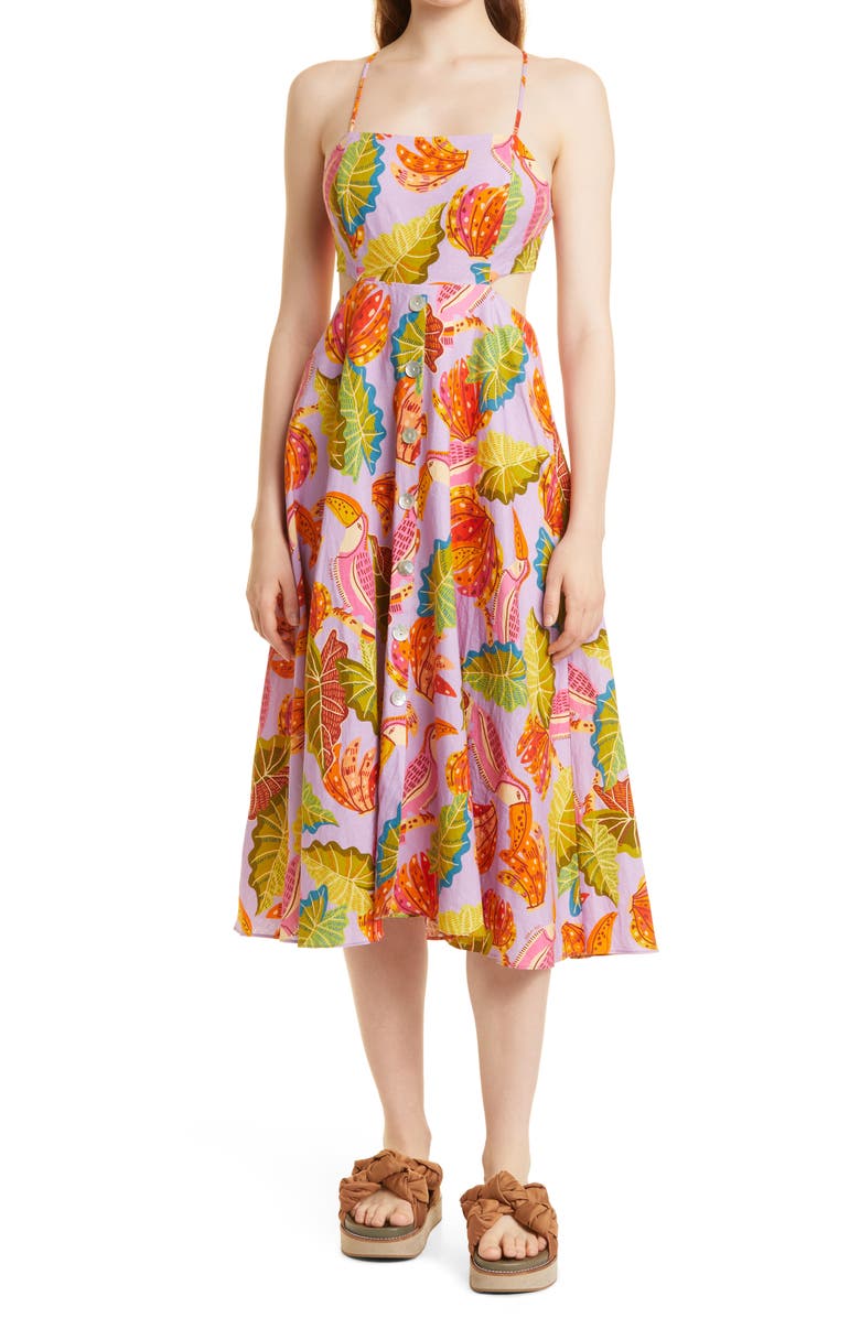 FARM Rio Beaks and Bananas Lilac Linen Blend Dress | Nordstromrack