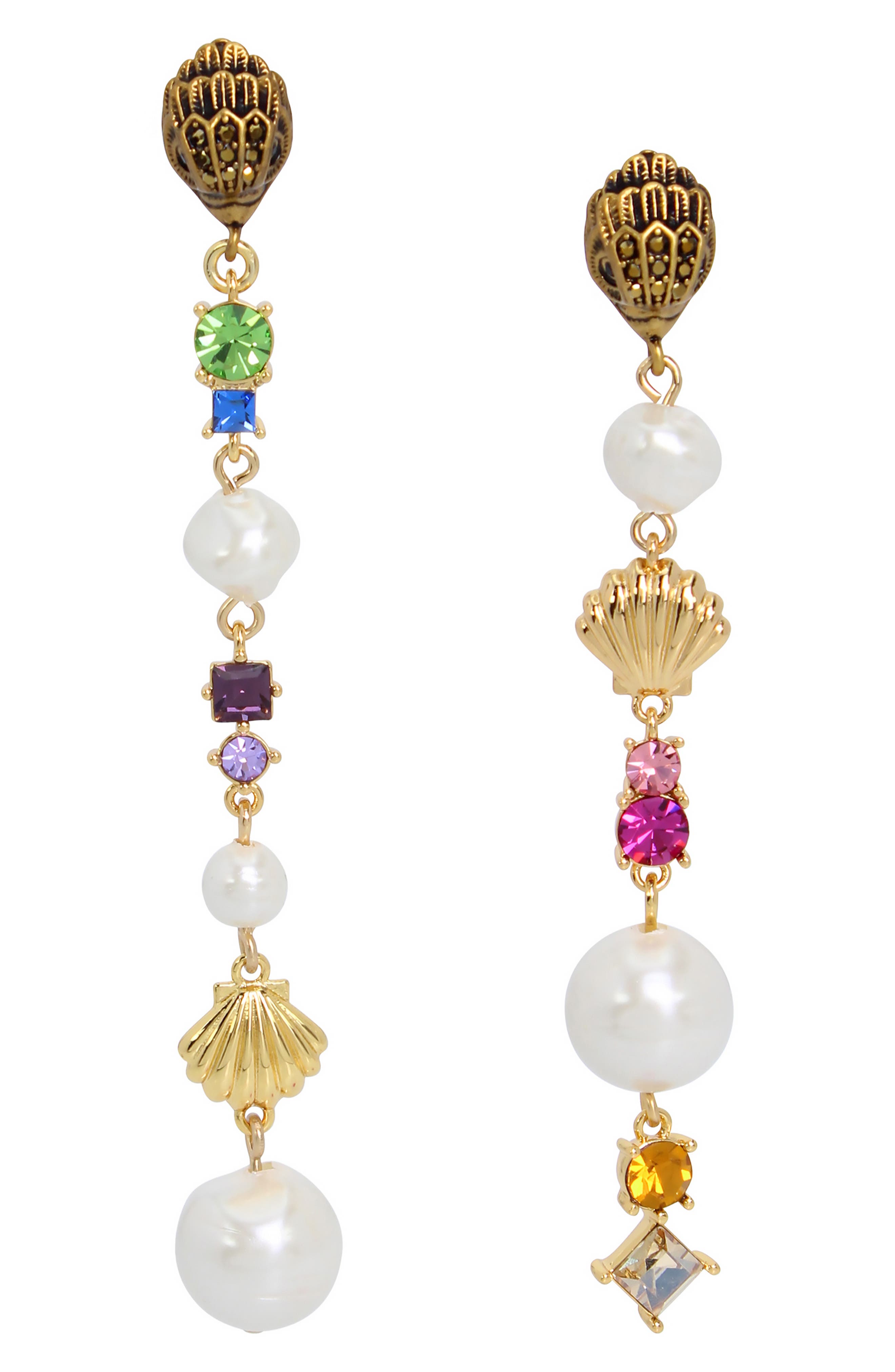 Kurt Geiger London Faux Pearl & Crystal Linear Drop Earrings ...