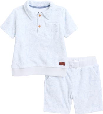 7 For All Mankind French Terry Stripe Polo & Shorts Set | Nordstromrack