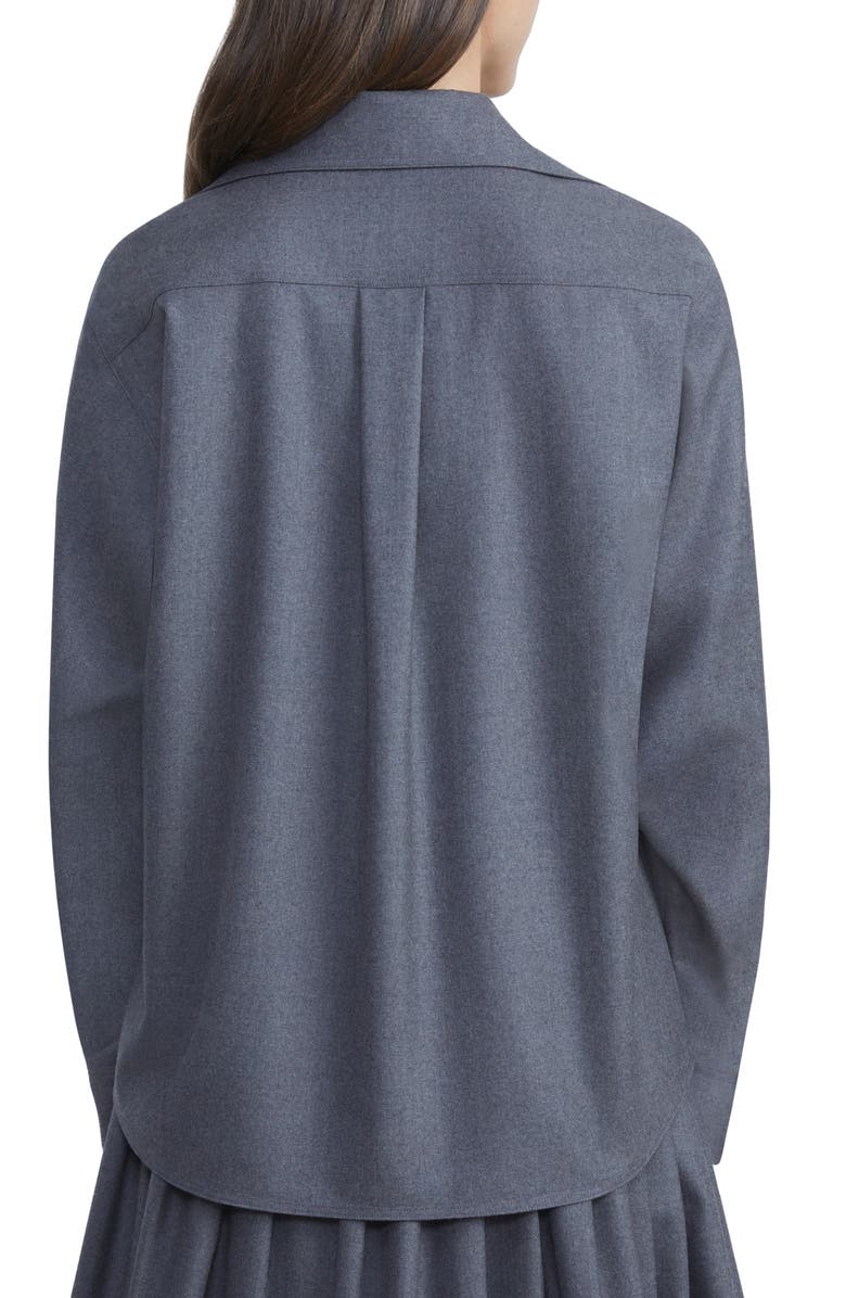 Lafayette 148 New York Convertible Collar Wool Button-Up Shirt ...
