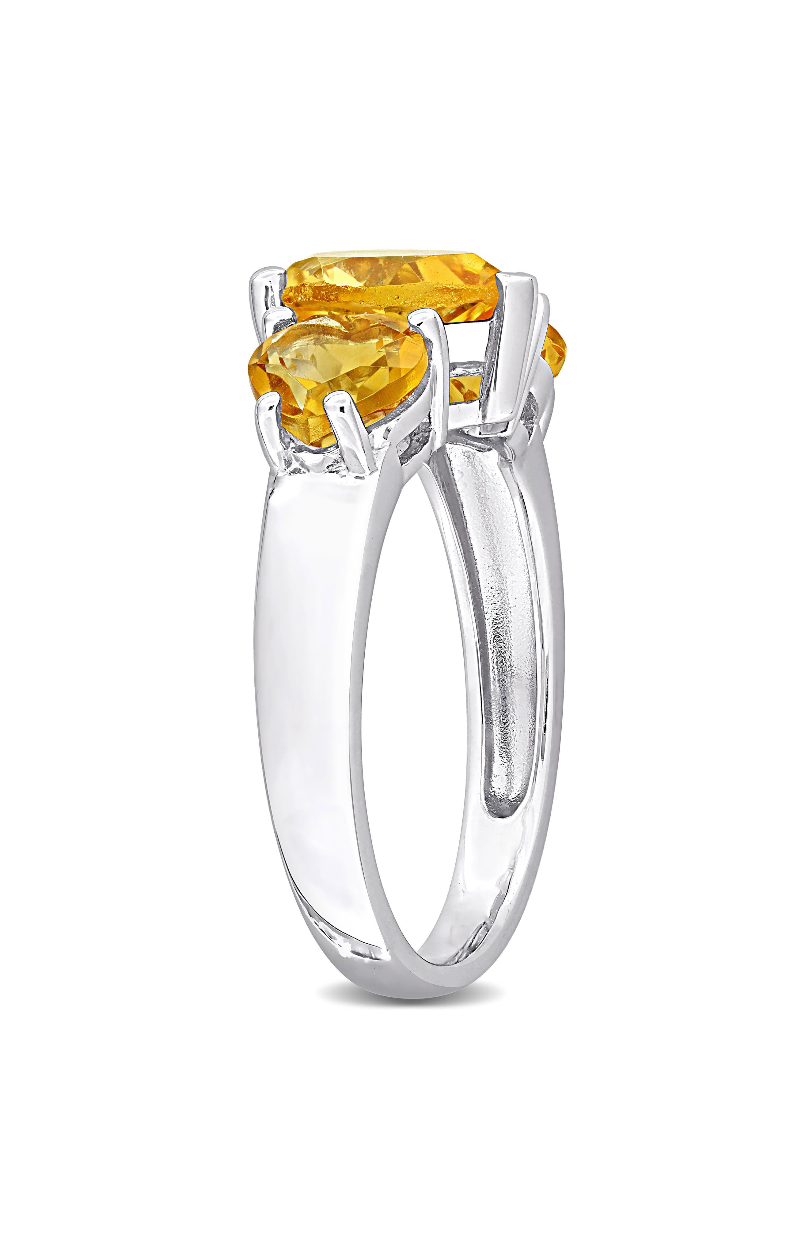DELMAR Sterling Silver Heart-Shape Citrine 3-Stone Ring | Nordstromrack