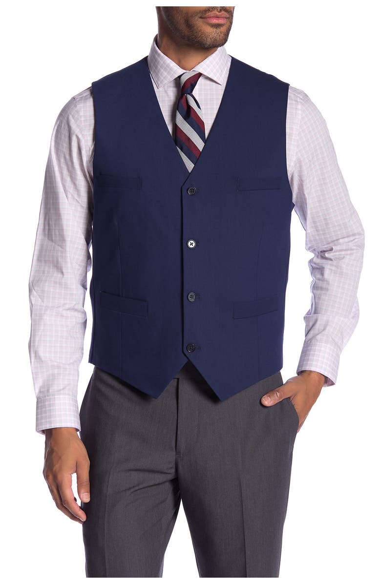 SAVILE ROW CO SAVILE ROW Leeds Blue Solid Bi-Stretch Vest | Nordstromrack