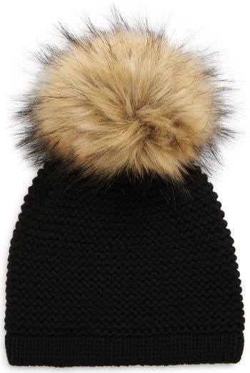 Kyi Kyi Wool Blend Beanie with Faux Fur Pompom | Nordstrom