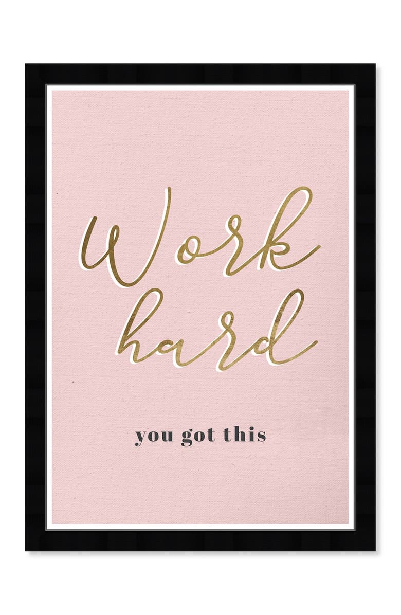 Wynwood Studio WYNWOOD Work Hard Blush Pink Framed Wall Art | Nordstromrack