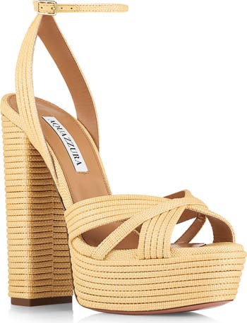 Aquazzura Woven Raffia Platform Sandal (Women) | Nordstrom