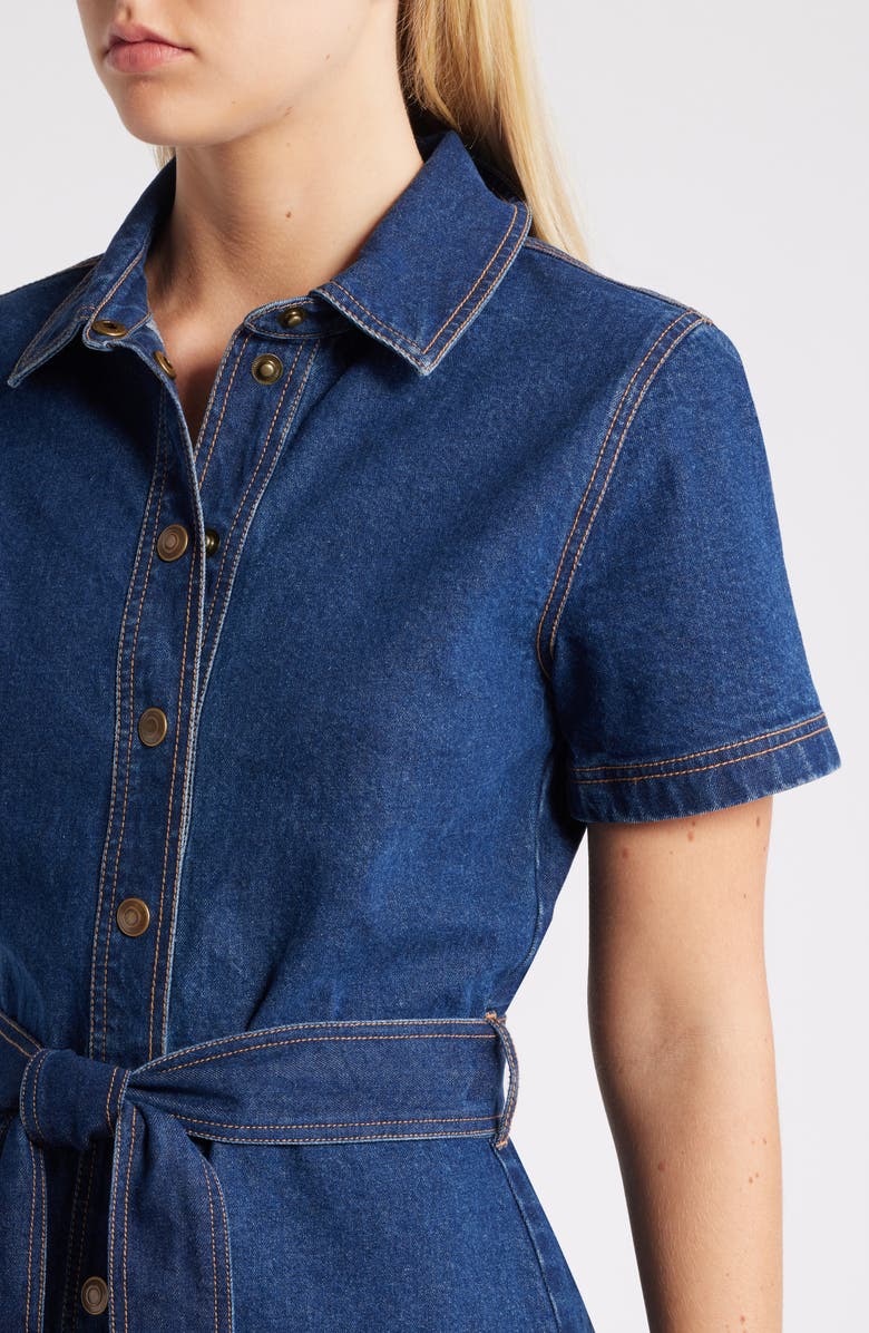 Steve Madden Jolene Denim Mini Shirtdress | Nordstromrack